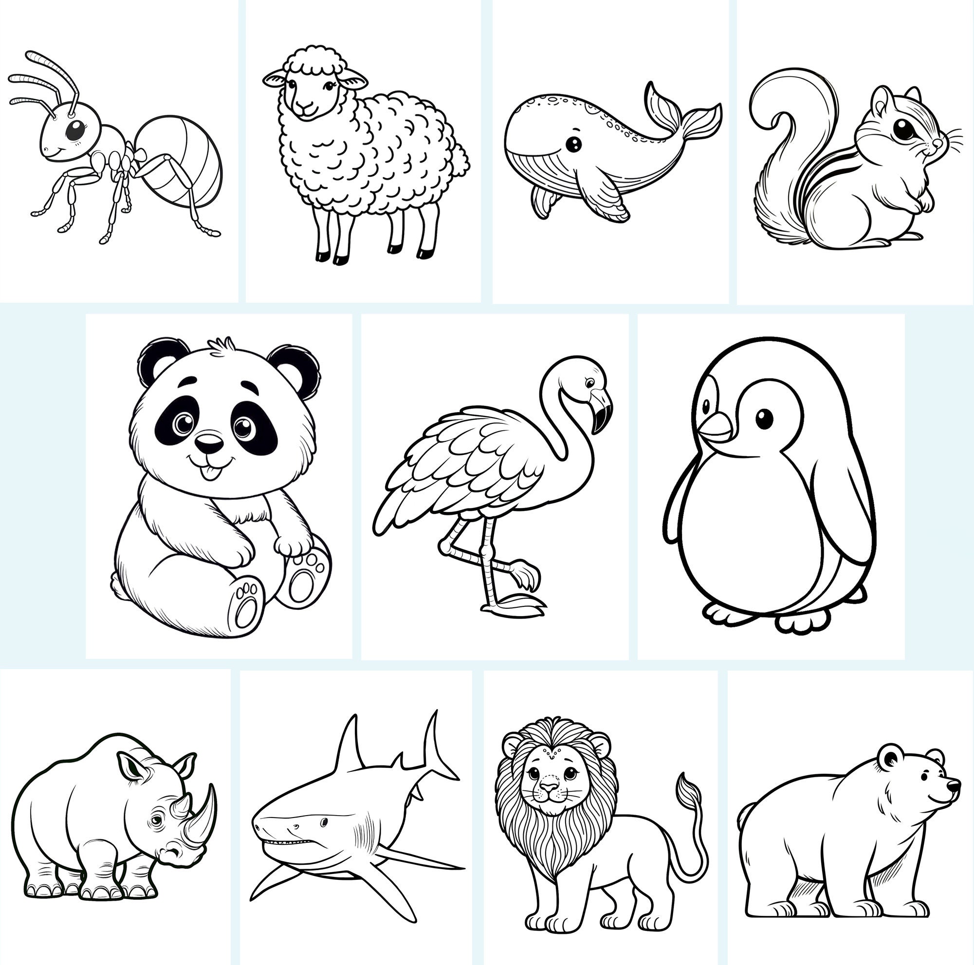 Animal Coloring Pages for Kids -- 61 Relaxing Coloring Pages for Kids ...