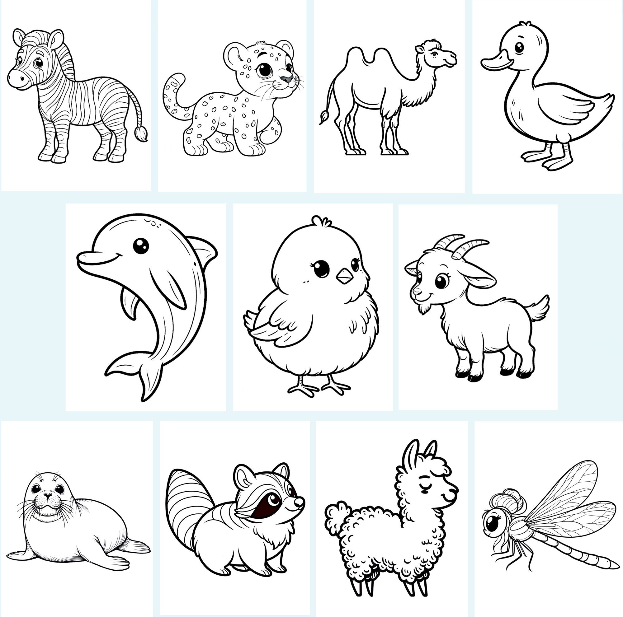 Animal Coloring Pages for Kids -- 61 Relaxing Coloring Pages for Kids ...