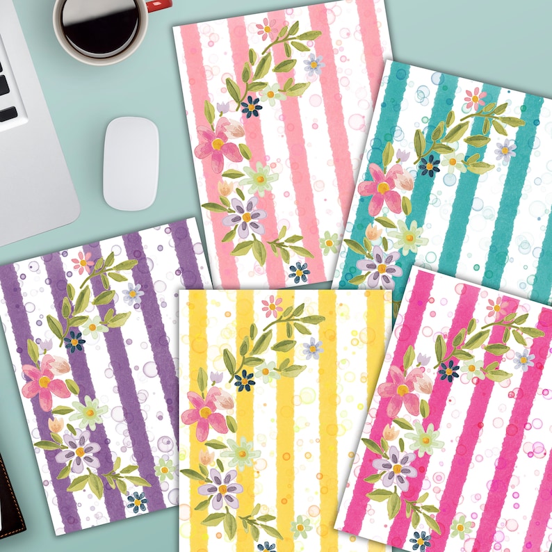 Striped Binder Cover Floral Binder Inserts for Notebook Cover for Girl ...
