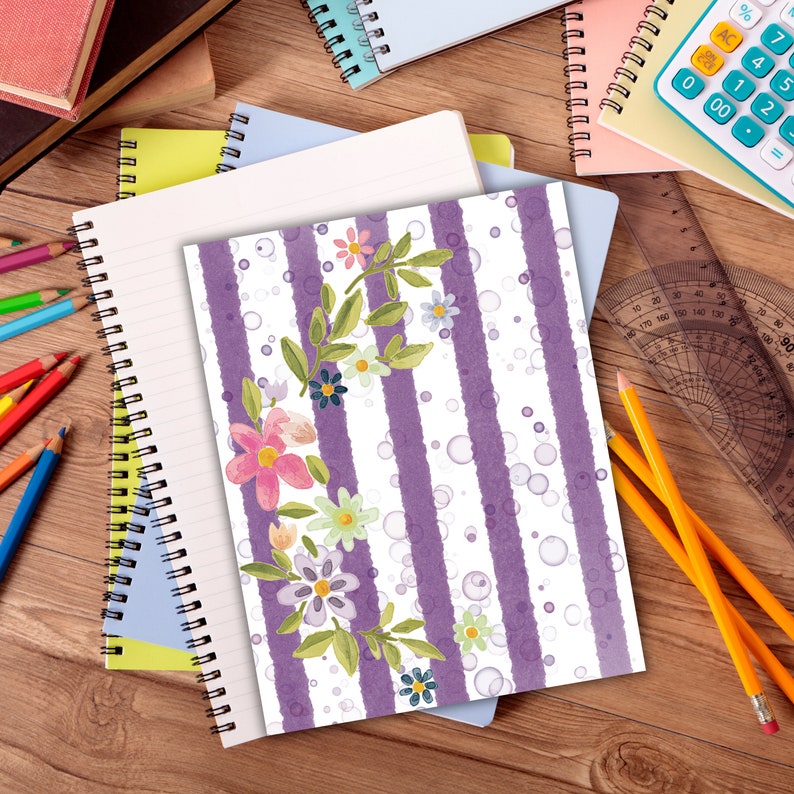 Striped Binder Cover Floral Binder Inserts for Notebook Cover for Girl ...
