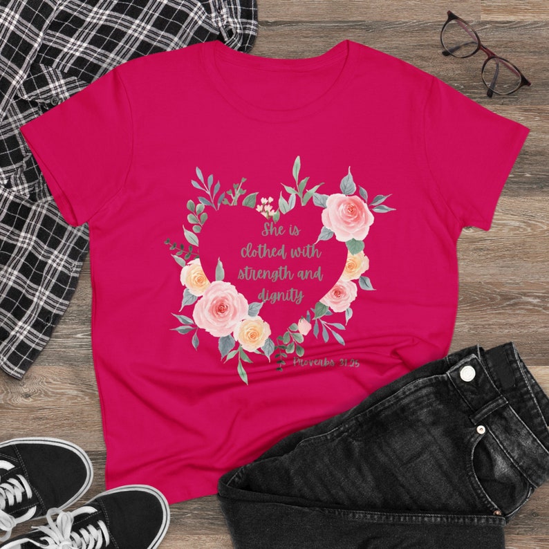 Bible Verse Tshirt For Her Christian T Shirt With Floral Print Proverbs