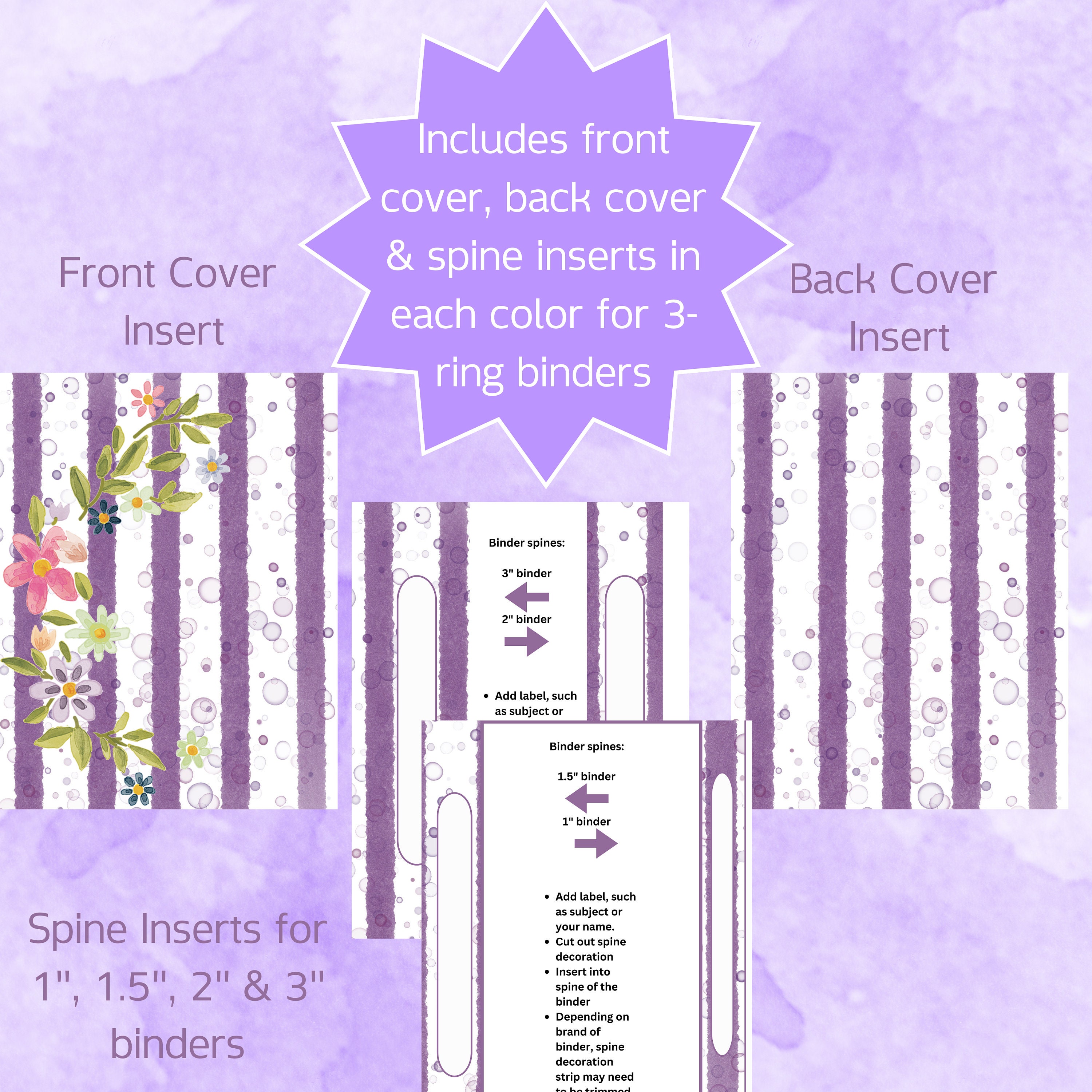 Printable Binder Covers for Back to School Binder Inserts for Notebook ...