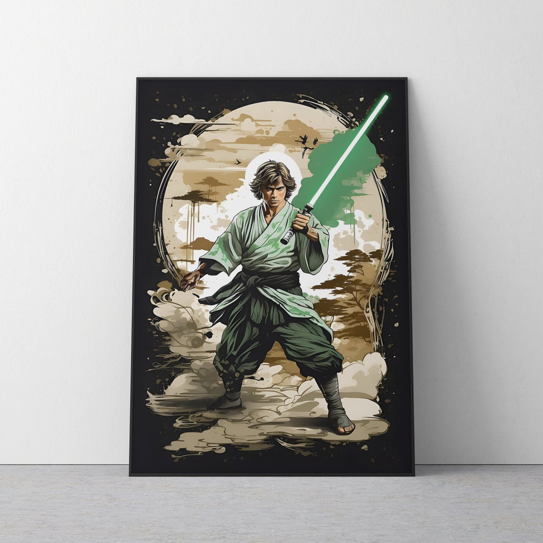 Star Wars Luke Skywalker Samurai Poster Sumi-e Ink Illustration Extra ...
