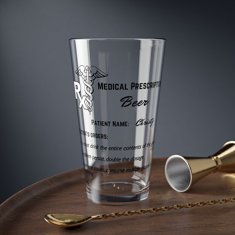 Custom Pint Glasses, Prescription Beer Glass, 16oz Pint Glass, Rx Beer ...