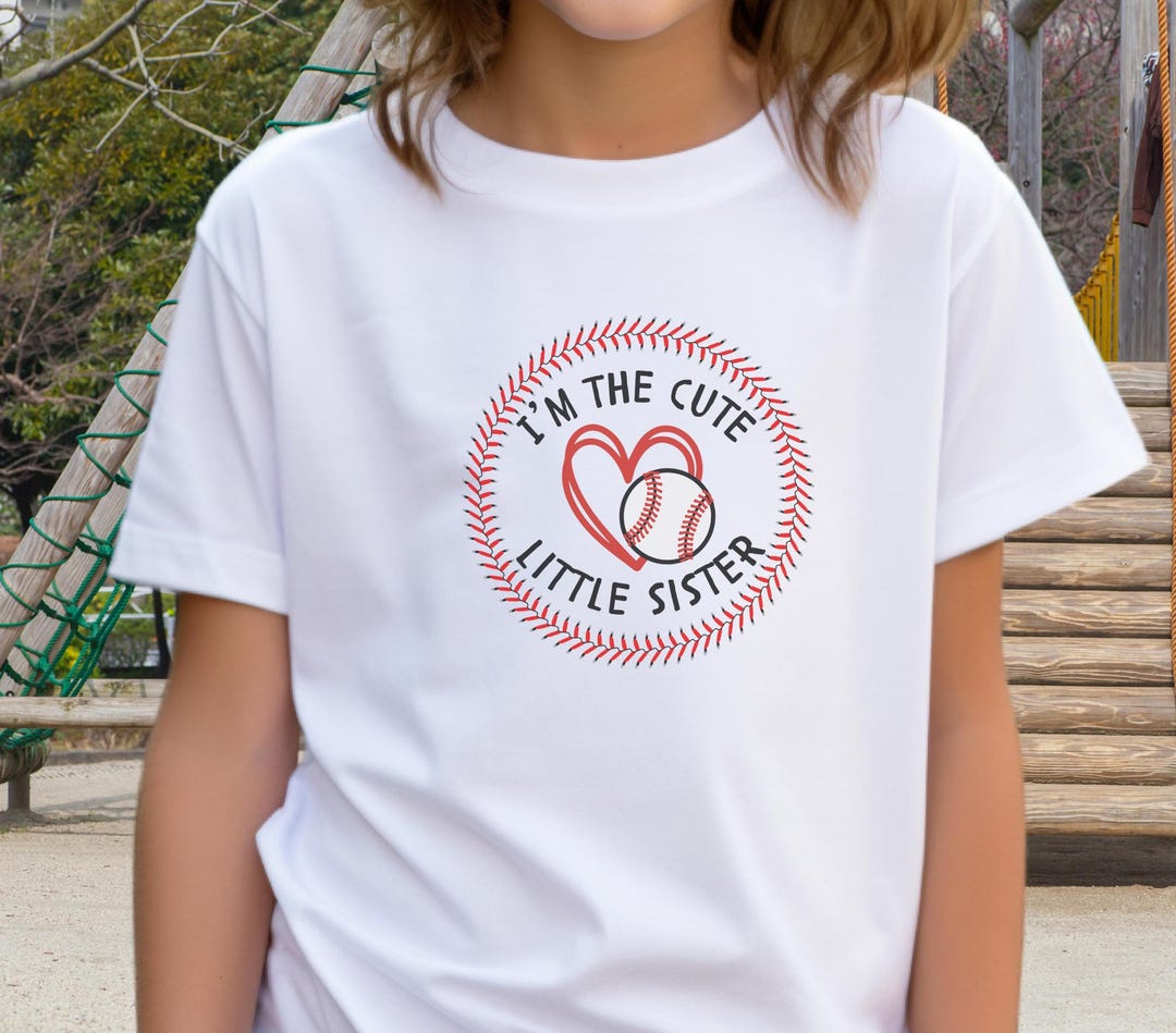 Kids Tee, Cute Little Sister Baseball Shirt, Sibling Sports Gift, Youth ...