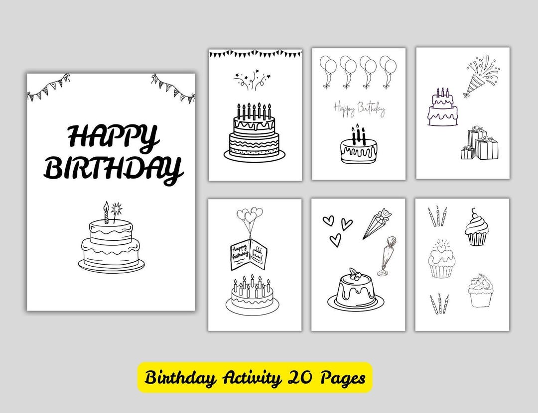 Kids Birthday Activity Book: Printable Coloring Pages (PDF Download) - Etsy