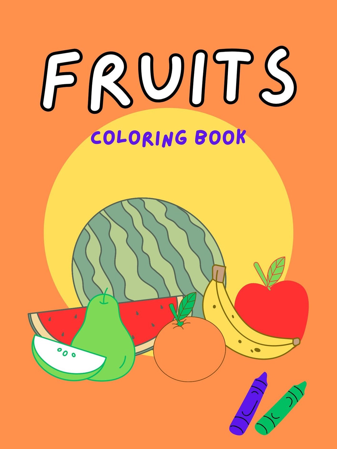 Fruit Coloring Pages Fruit Coloring Book for Kids With 12 Fruits - Etsy