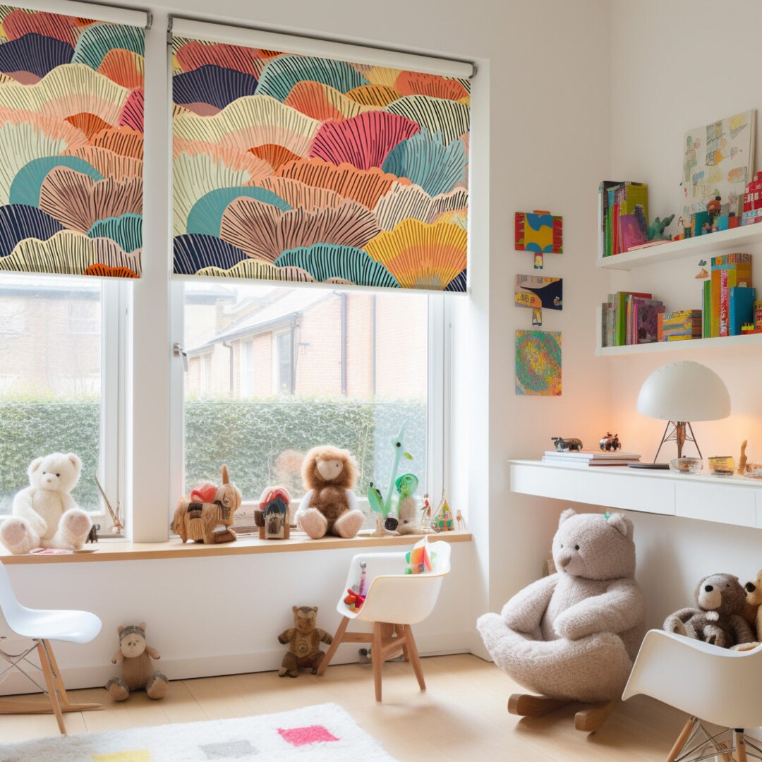 Roller Shades for Kids Room, Window Treatments, Abstract Roller Blind ...