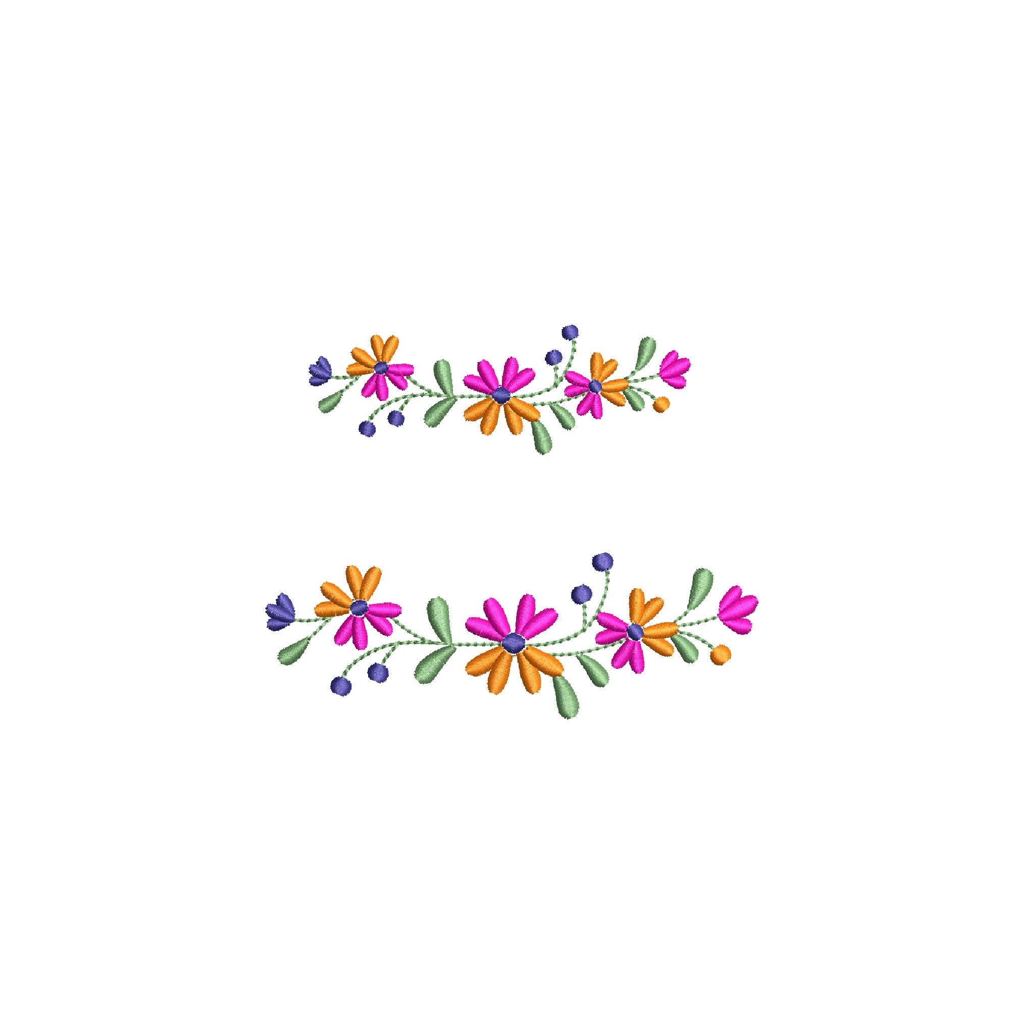 Machine Embroidery Design Modern Boho Flower Border Blumenrad ...