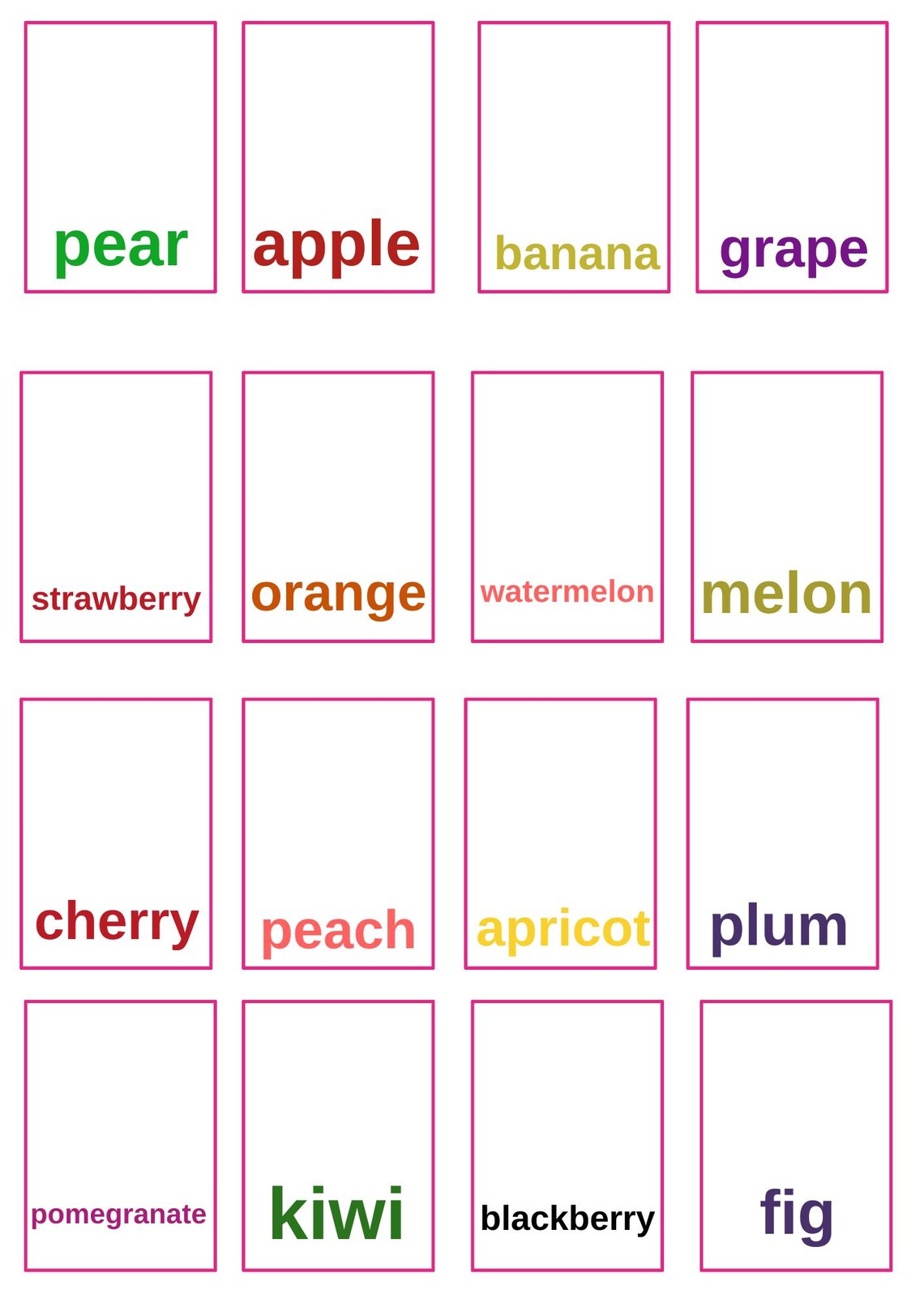 Fruits Flashcards Printable , Montessori Style, 48 Cards Including ...