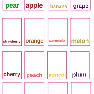 Fruits Flashcards Printable , Montessori Style, 48 Cards Including ...