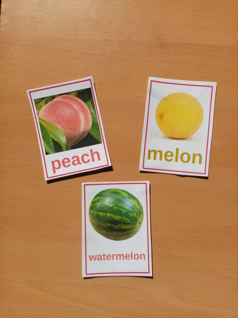 Fruits Flashcards Printable , Montessori Style, 48 Cards Including ...