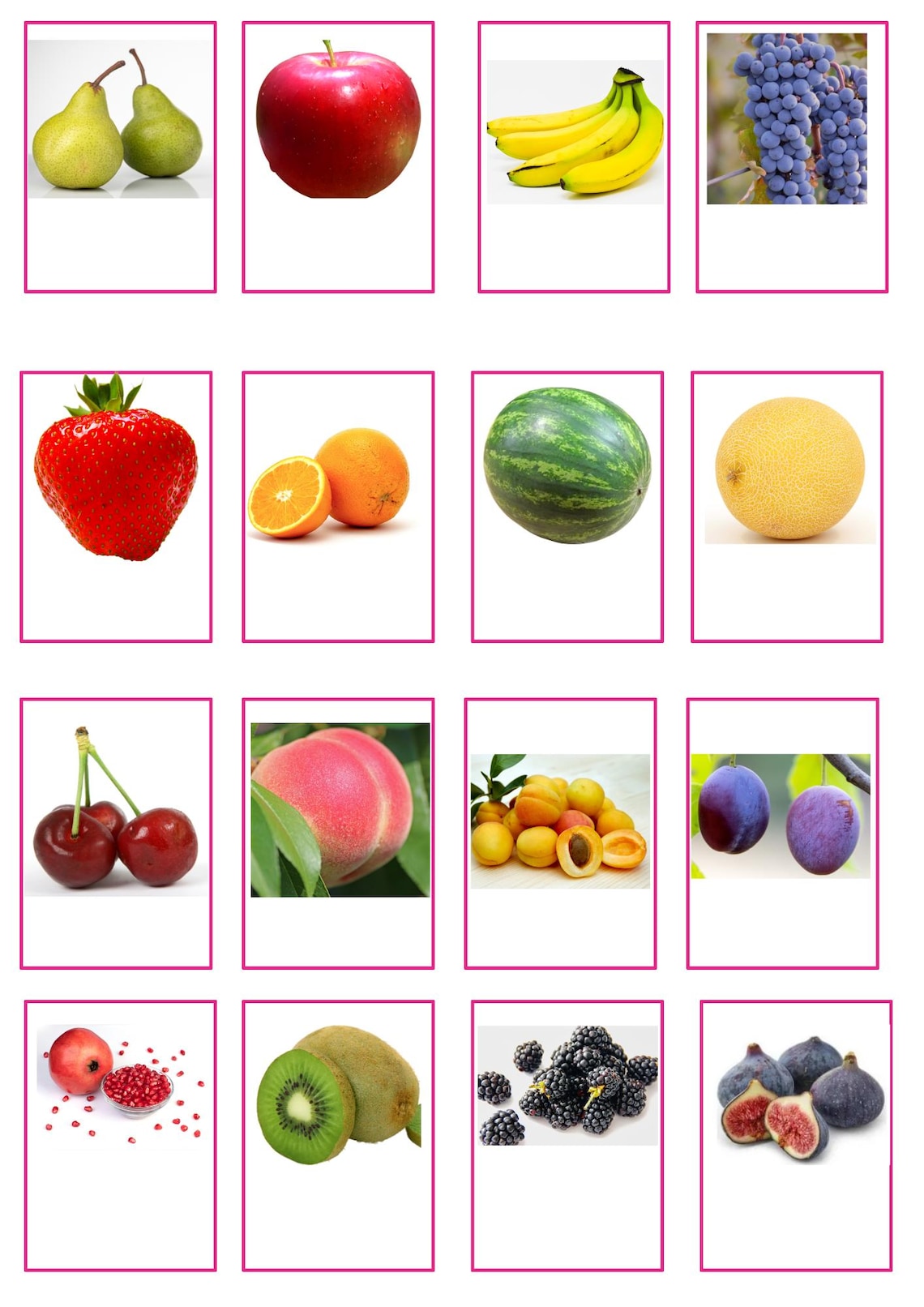 Fruits Flashcards Printable , Montessori Style, 48 Cards Including ...