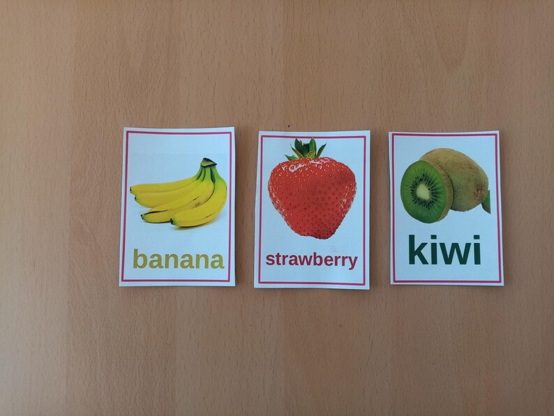 Fruits Flashcards Printable , Montessori Style, 48 Cards Including ...