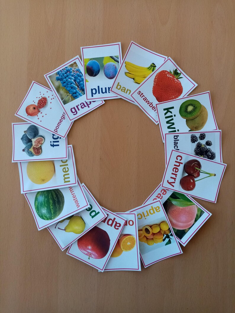 Fruits Flashcards Printable , Montessori Style, 48 Cards Including ...