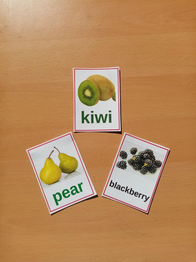 Fruits Flashcards Printable , Montessori Style, 48 Cards Including ...