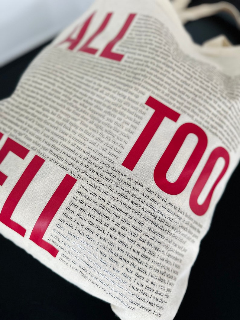 Tote Bag all Too Well With Complete Lyrics Taylor Theswiftshopde Jute ...
