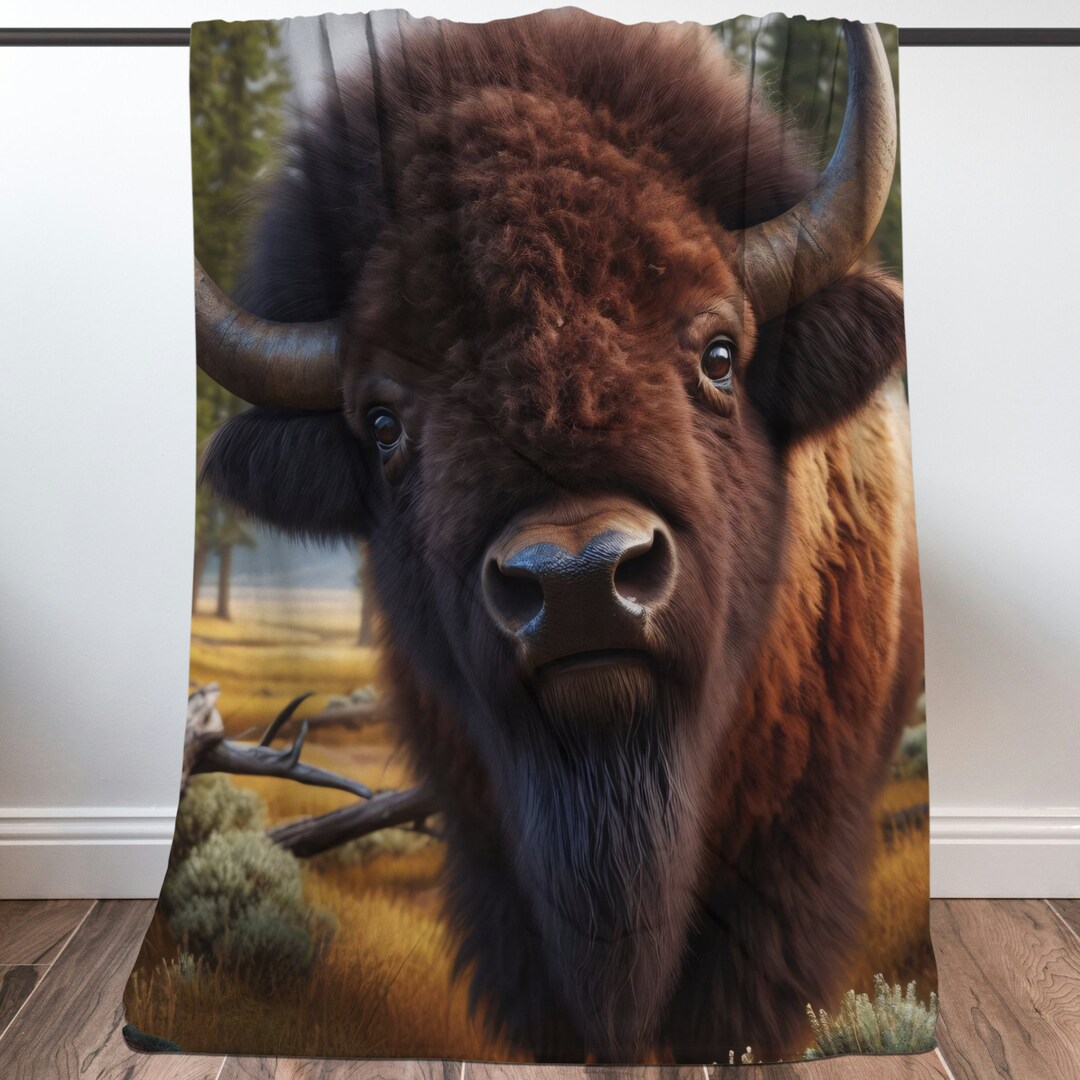 Bison Throw Blanket, Personalized Bison Blanket, Personalised Bison ...