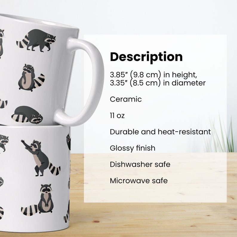 Raccoon Mug, Raccoon Pattern Mug, Raccoon Gift, Animal Mug, Raccoon ...
