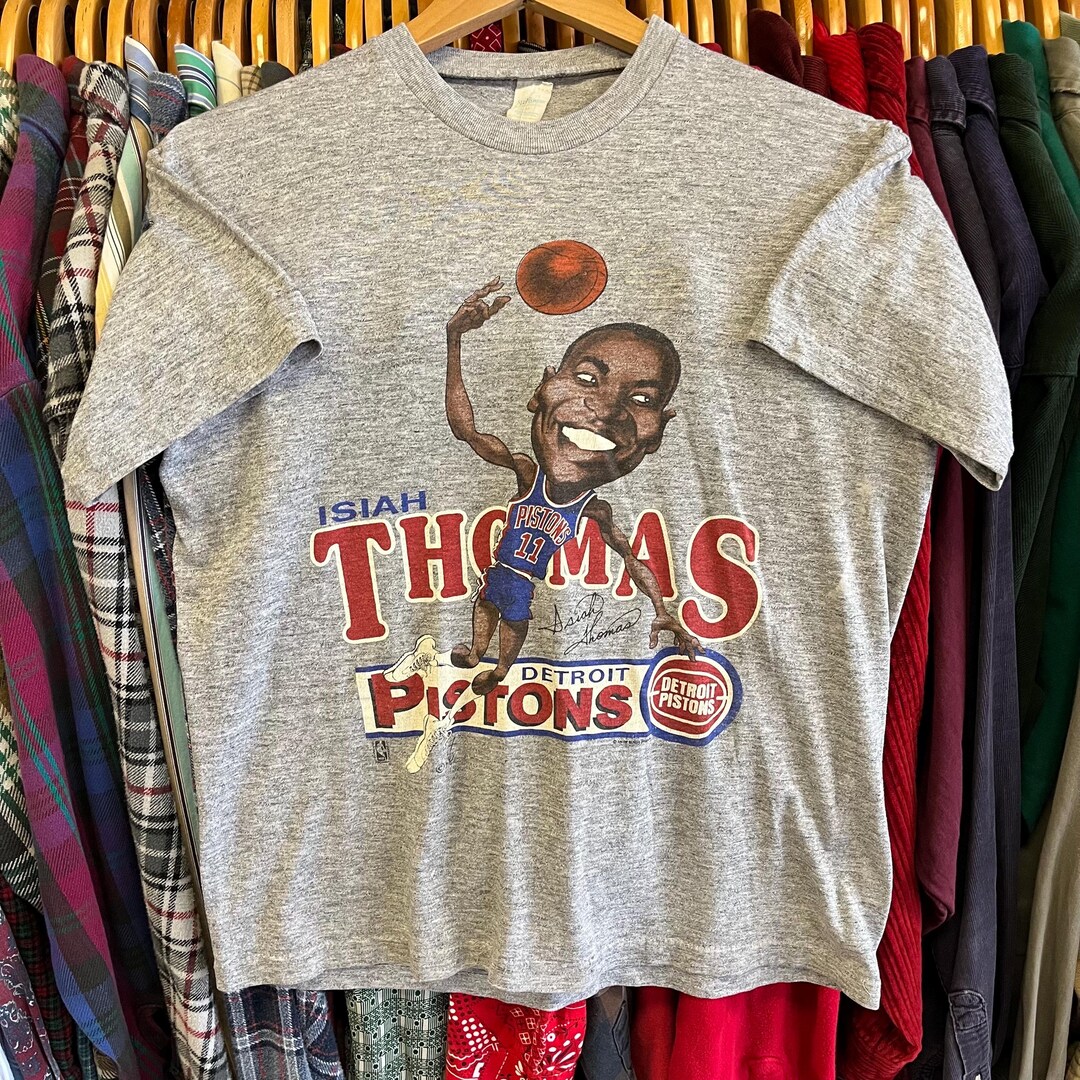 Vintage 80's Detroit Pistons Caricature Style Isiah Thomas Paper Thin ...
