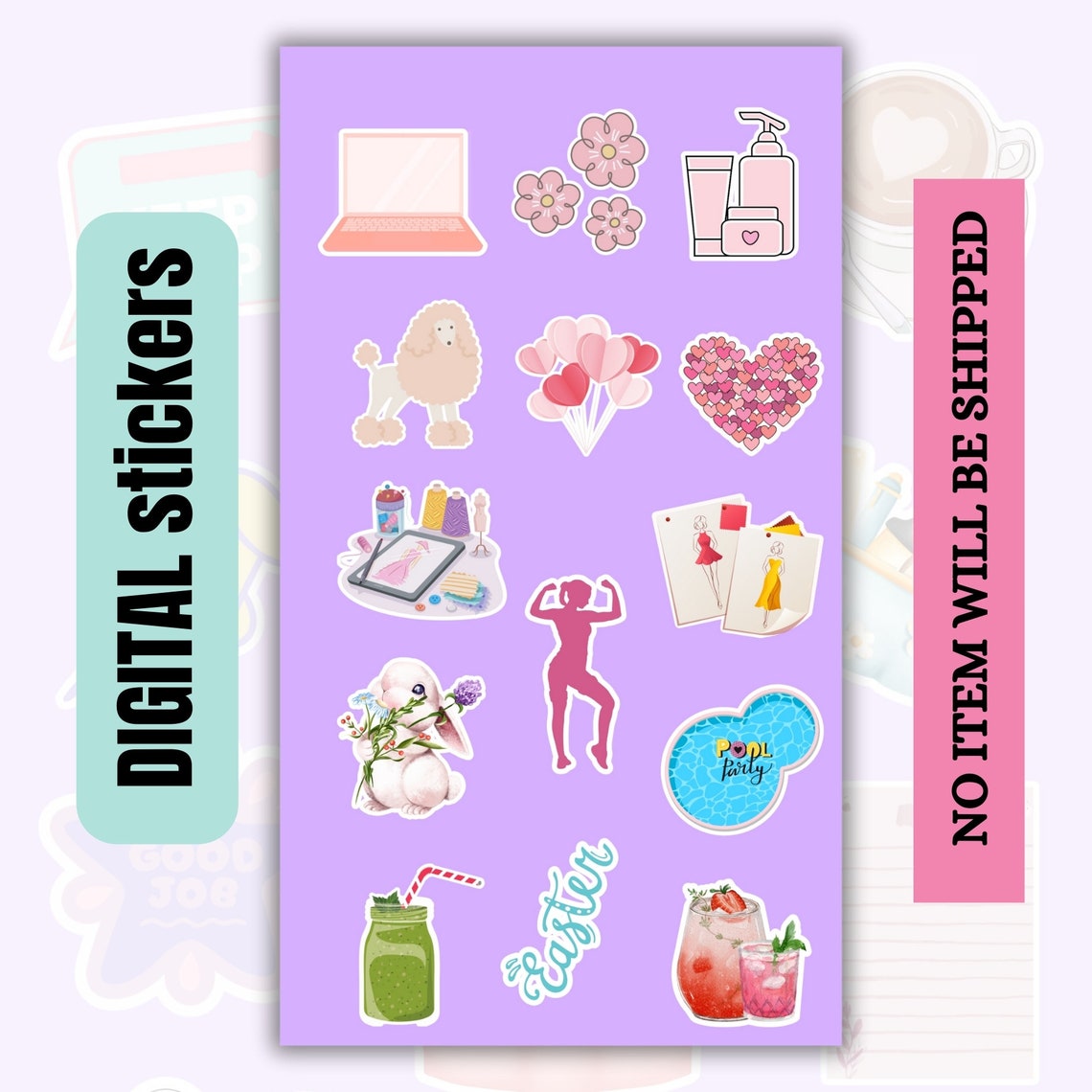 Cute Digital Stickers Pack for Goodnotes Everyday Life Stickers Planner ...