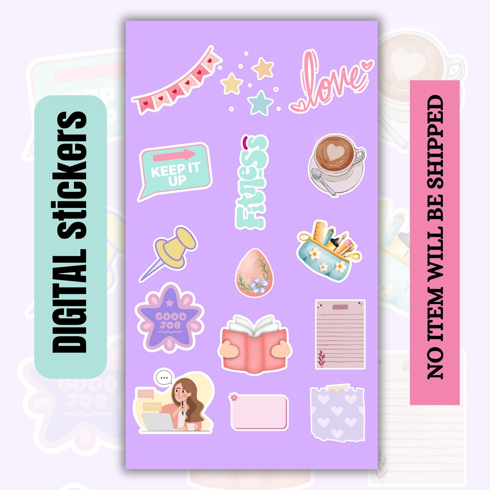 Cute Digital Stickers Pack for Goodnotes Everyday Life Stickers Planner ...