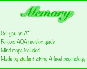 A Level Psychology Memory Revision (AQA) - Etsy UK