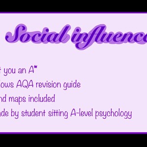 Social Influence Psychology A-level Revision Notes - Etsy
