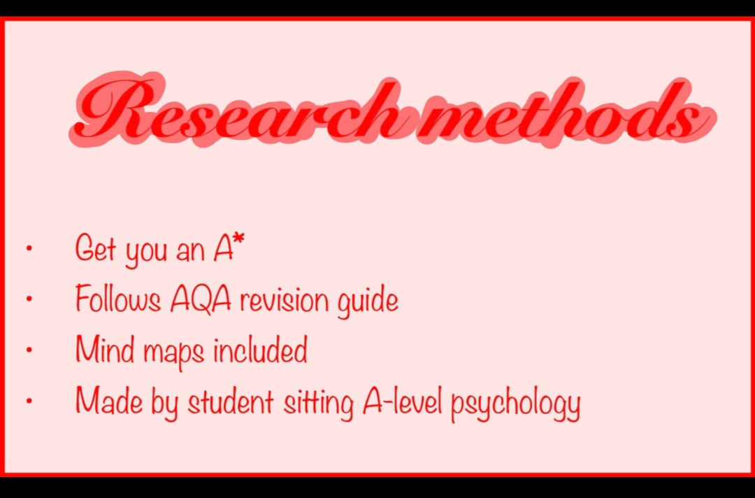 Research Methods Psychology A-level Revision Notes - Etsy
