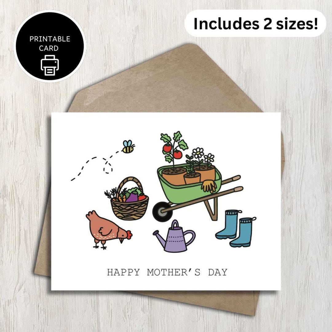 Happy Mother's Day Card - Printable Spring Garden Themed Mother's Day ...
