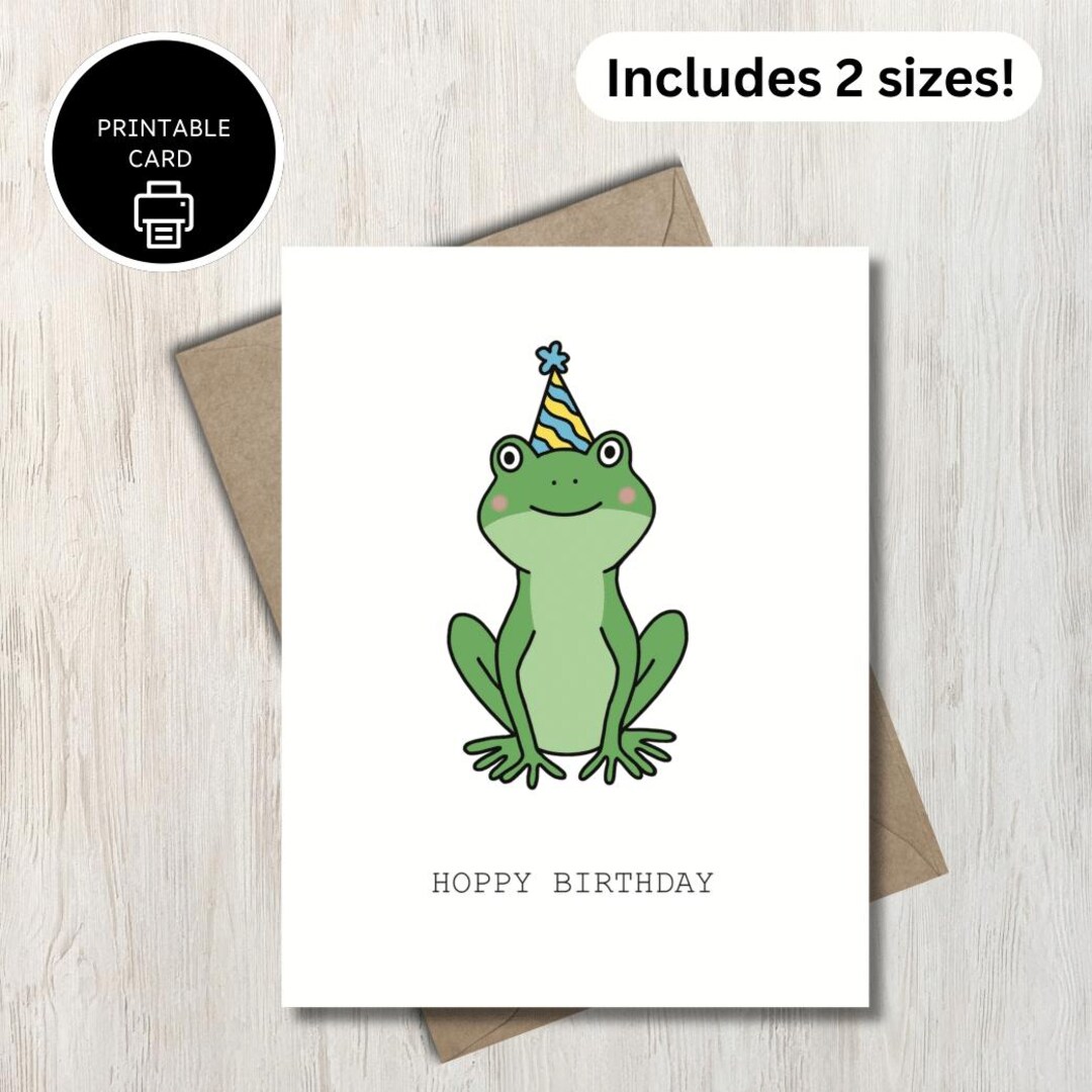 Frog Birthday Card - Hoppy Birthday - Printable Birthday Card ...