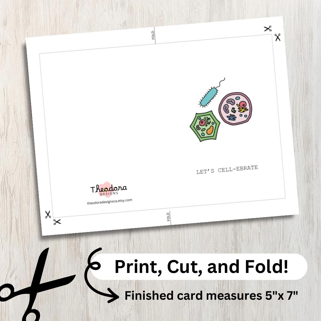 Let's Cell-ebrate - Biology Birthday Card - Printable Birthday Card ...