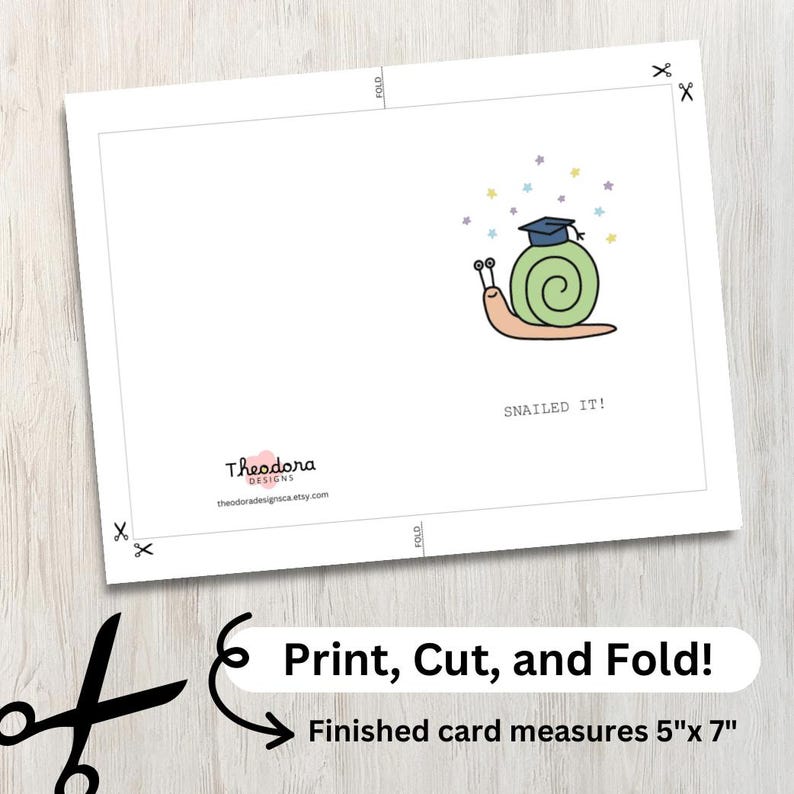 Snailed It - Printable Snail Graduation Card - Cute Congratulations ...