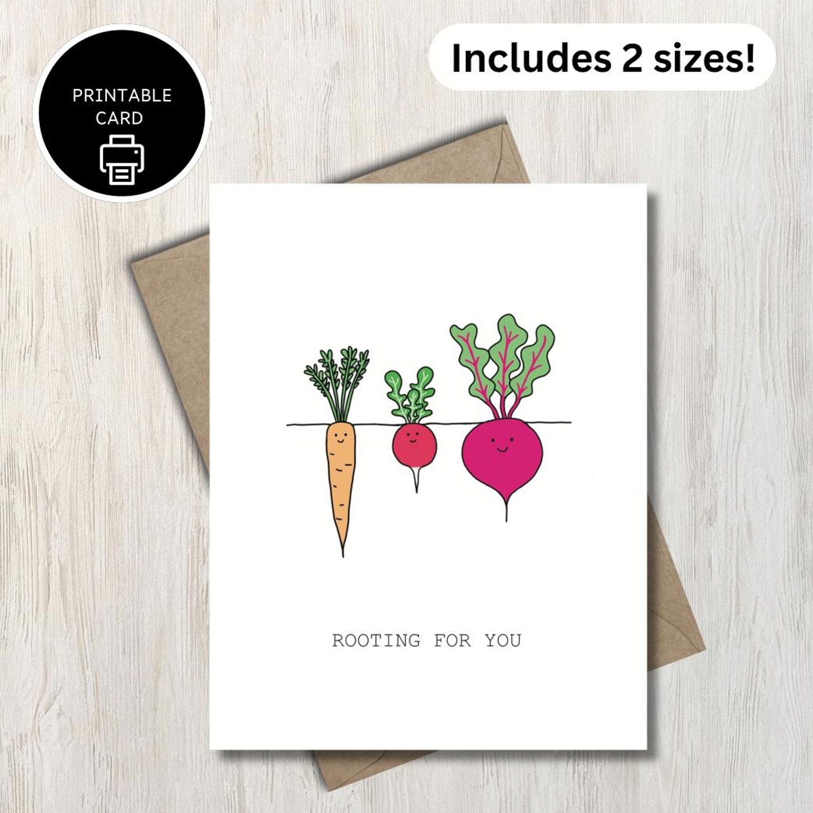 Rooting for You - Good Luck Card - Printable Greeting Card - Instant ...