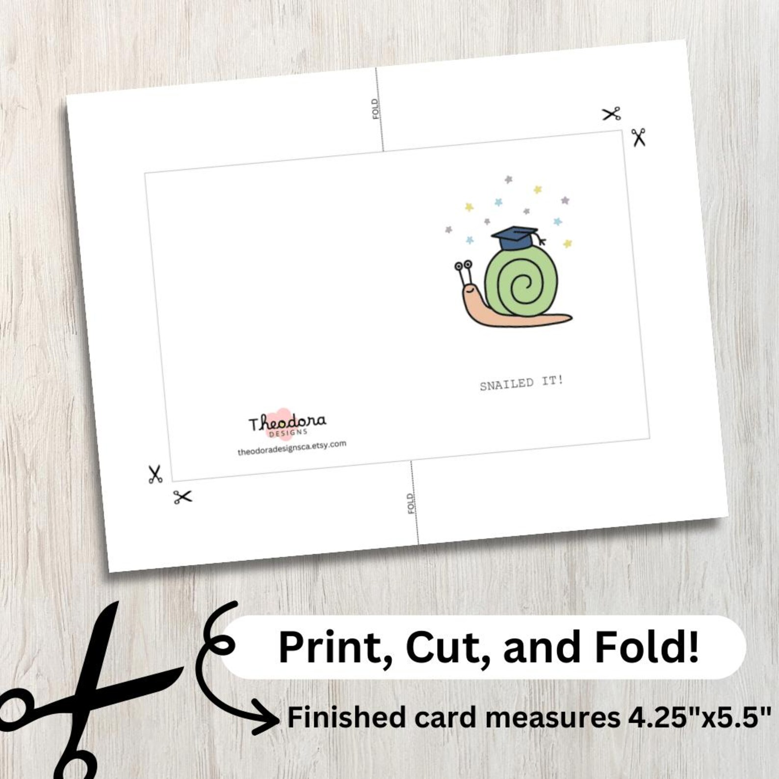 Snailed It - Printable Snail Graduation Card - Funny Pun ...