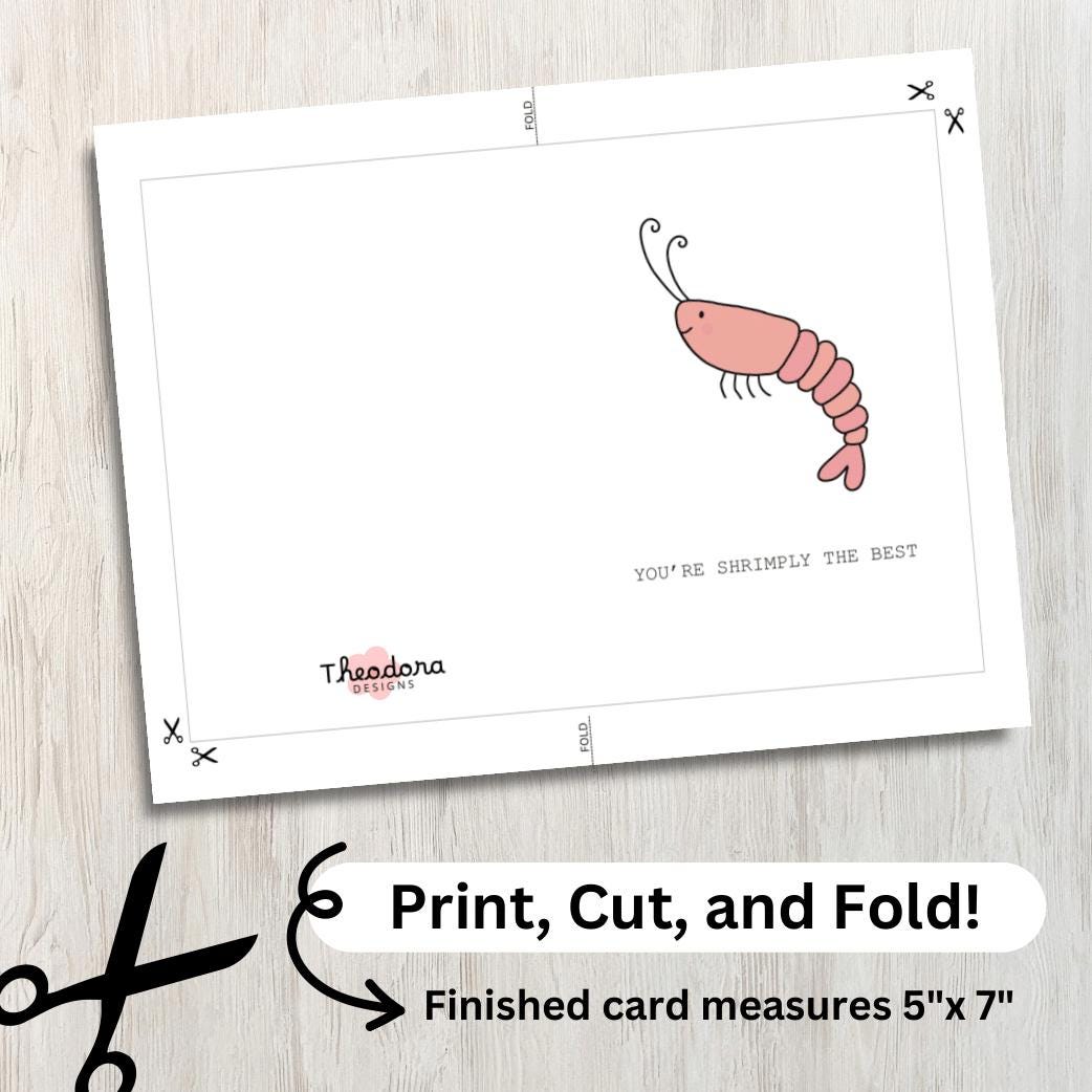 Shrimply the Best - Printable Card - Thank You Card - You're the Best ...