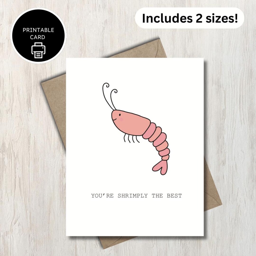 Shrimply the Best - Printable Card - Thank You Card - You're the Best ...