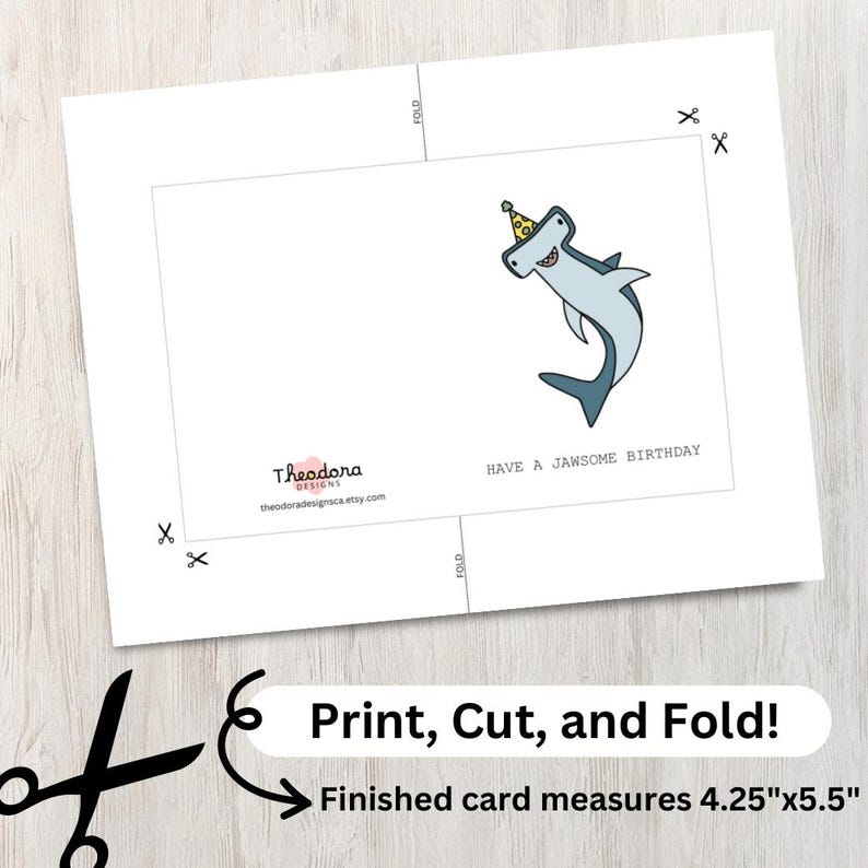 Have A Jawsome Birthday - Printable Hammerhead Shark Birthday Card ...