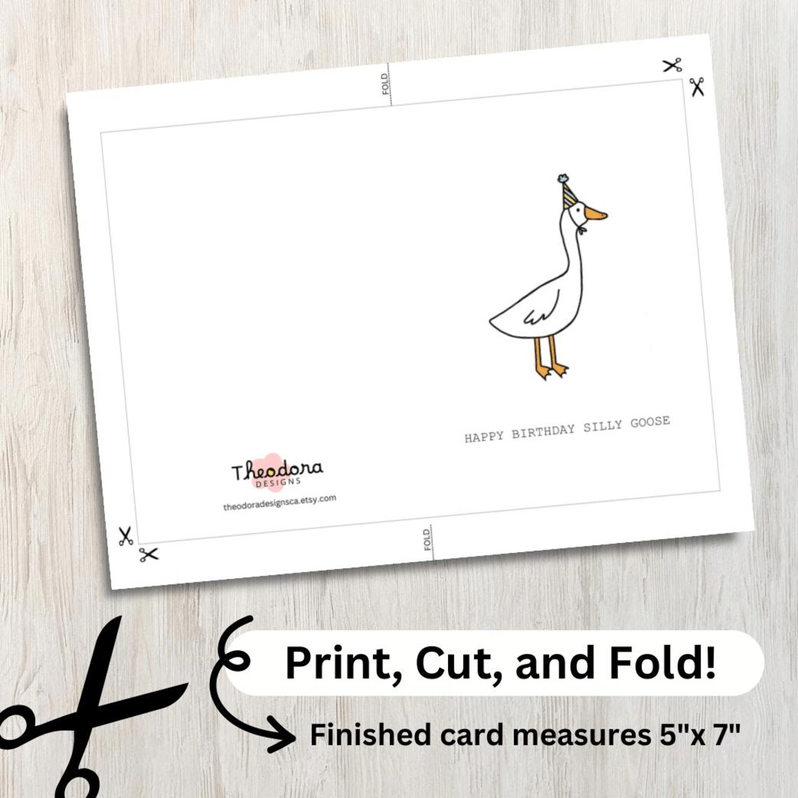 Happy Birthday Silly Goose - Funny Goose Birthday Card - Digital ...