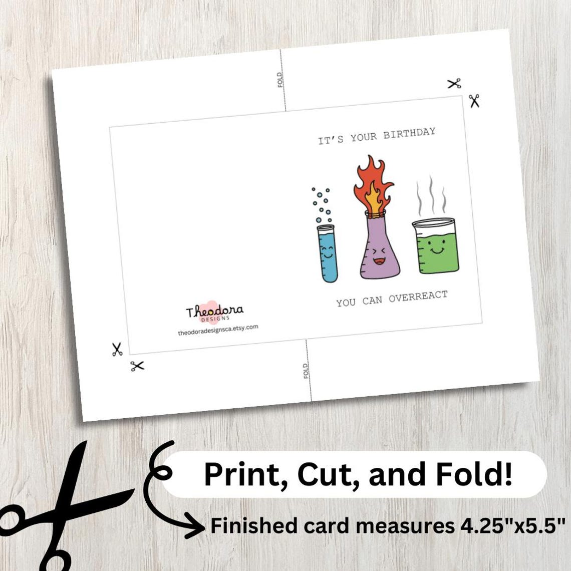Printable Chemistry Birthday Card - Funny Science Lab Themed Card for ...