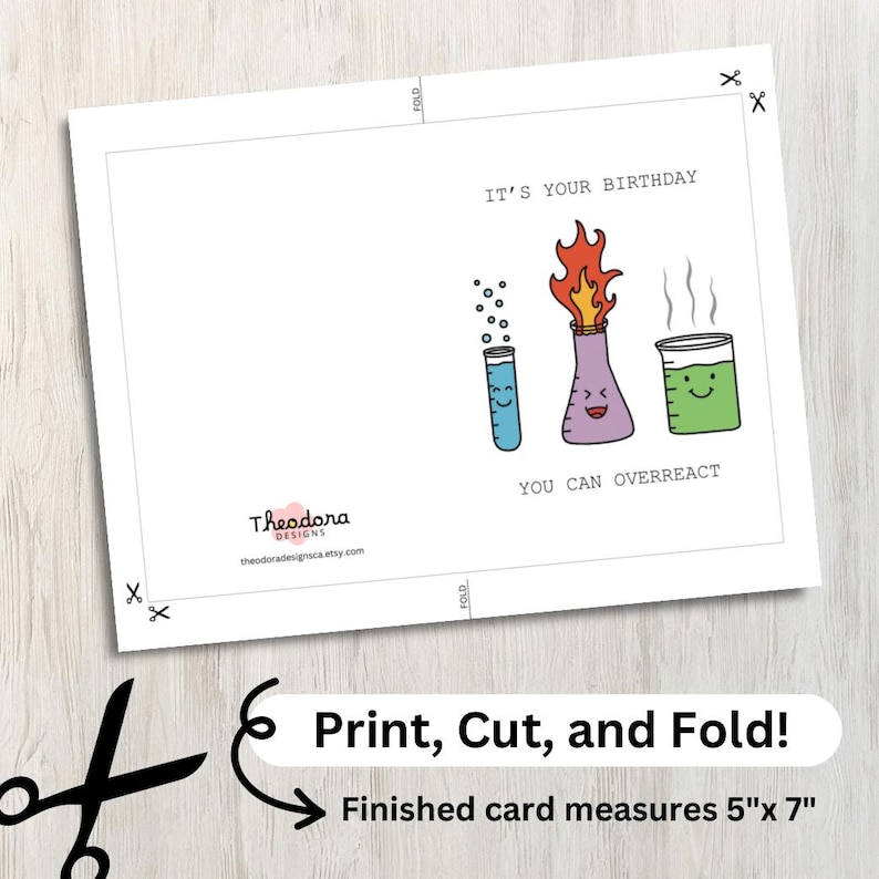 Printable Chemistry Birthday Card - Funny Science Lab Themed Card for ...