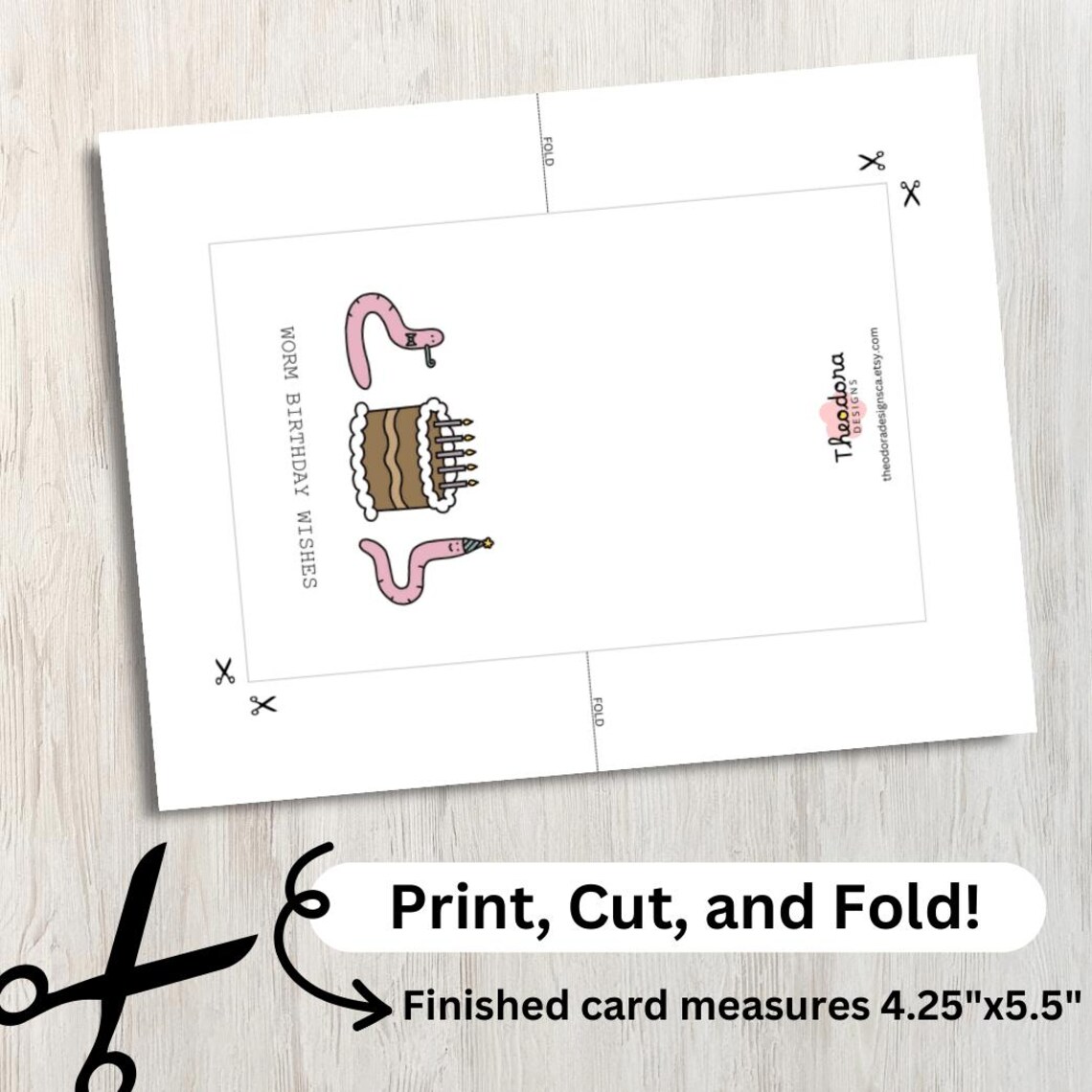 Printable Birthday Card - Worm Birthday Wishes- Worms in Party Hats ...