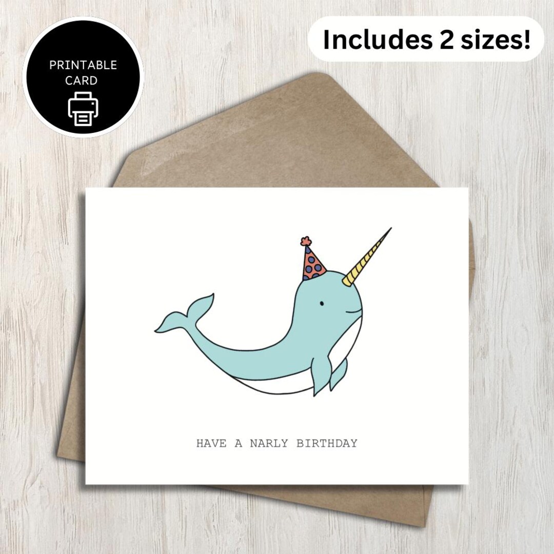 Have A Narly Birthday - Narwhal Birthday Card - Funny Birthday Card ...
