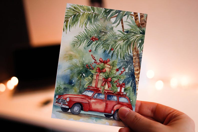 Set of 50 Christmas at the Beach Digital, Postcard, Printable Pictures ...