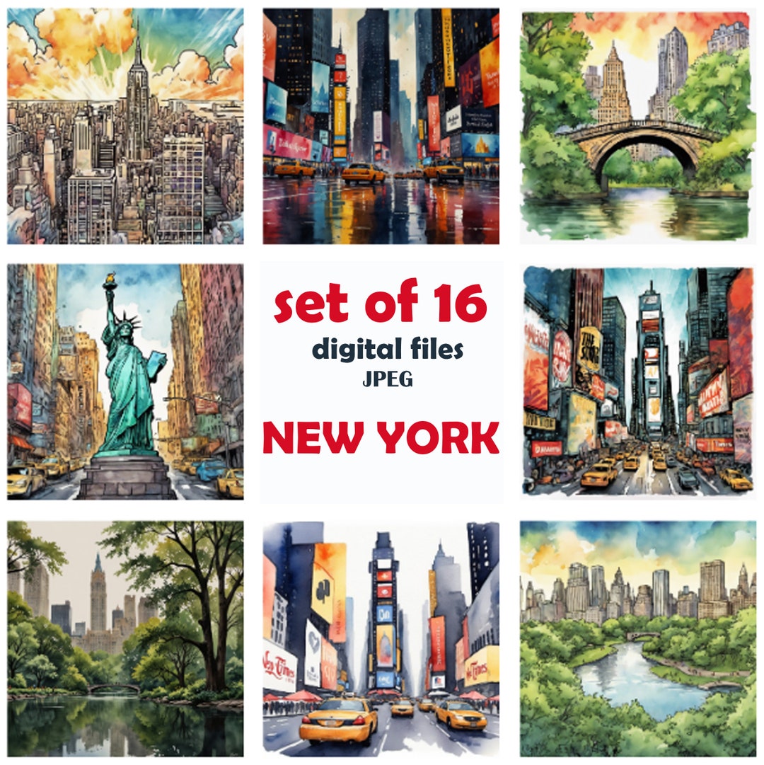 Set of 16 New York City Digital Files, JPEG, Instant Download, Travel ...