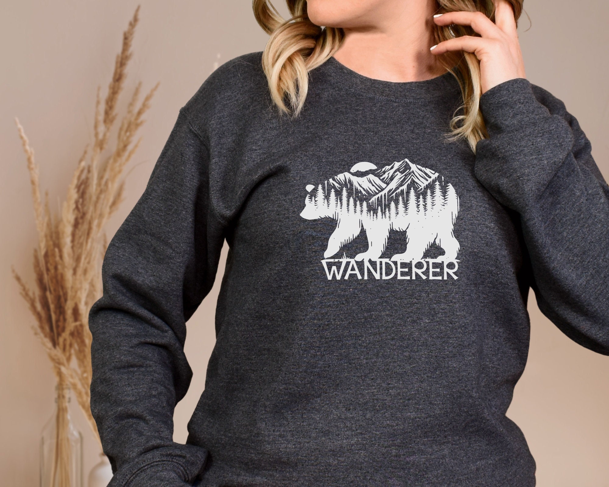 Wanderer SVG, Bear Mountain Silhouette SVG, Forest, Hiking, Boho ...