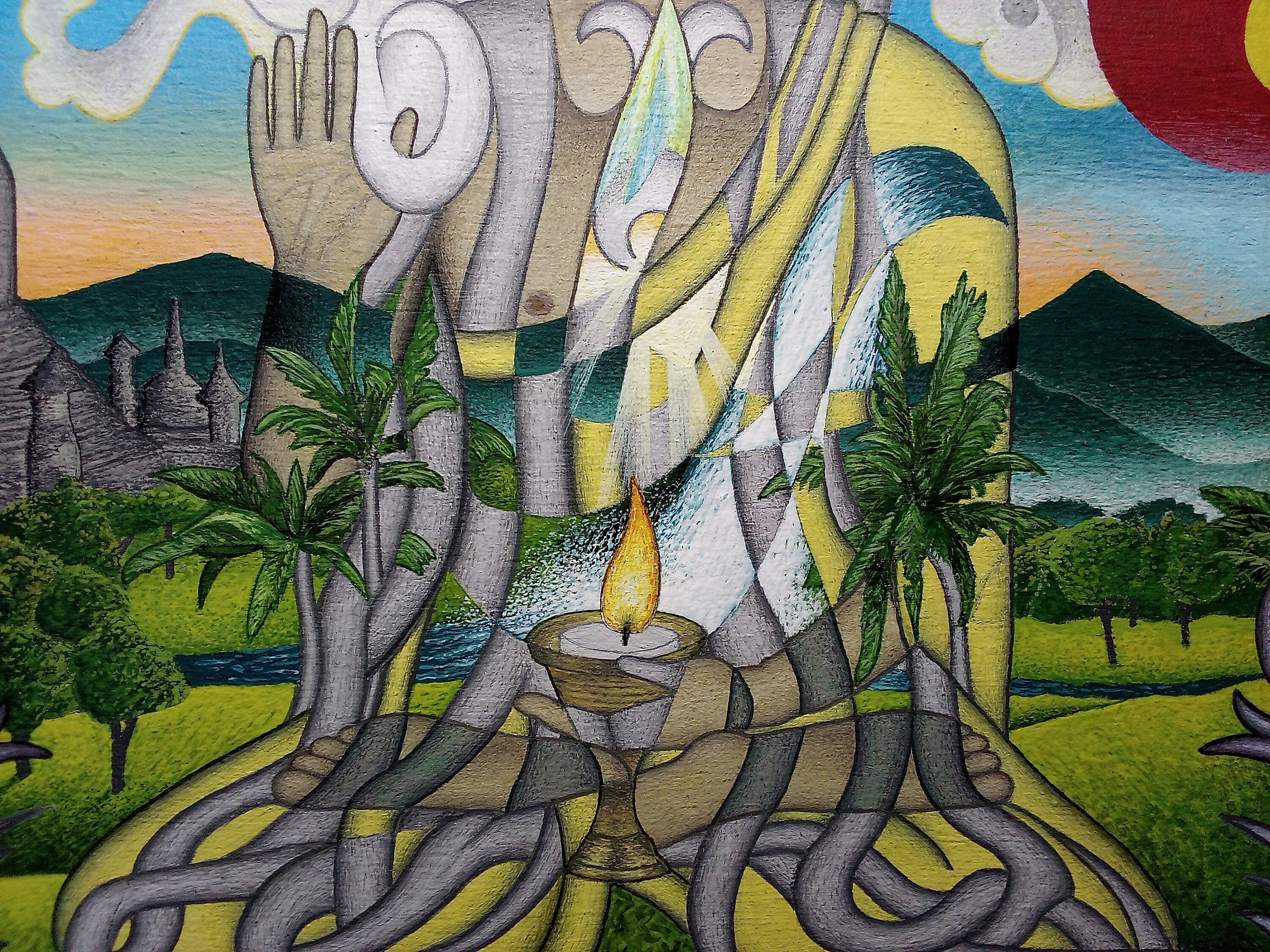 Buddha Nature Acrylic Painting on 10 X 10 Wood Panel, Buddha Under ...