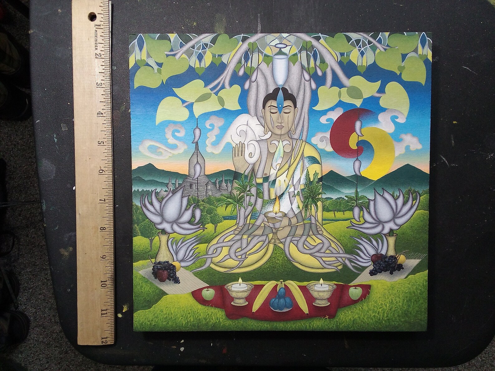Buddha Nature Acrylic Painting on 10 X 10 Wood Panel, Buddha Under ...