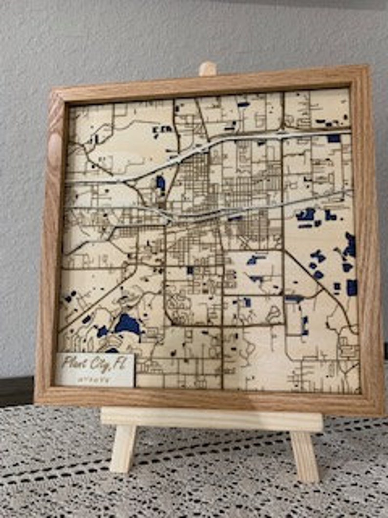 Custom Map Gift Engraved on Wood Map Personalized Gifts Map Print Lake ...
