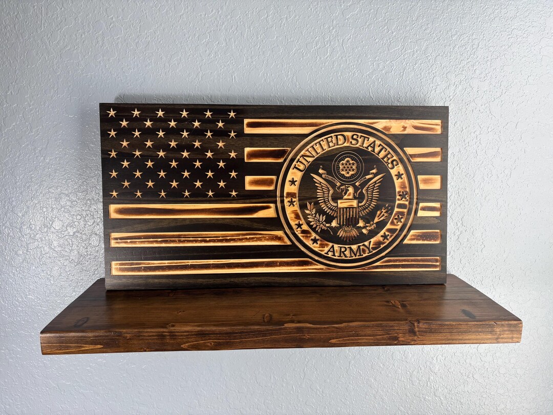 United States Army Custom Flag, Rustic, Hand Burned and Stained - Etsy